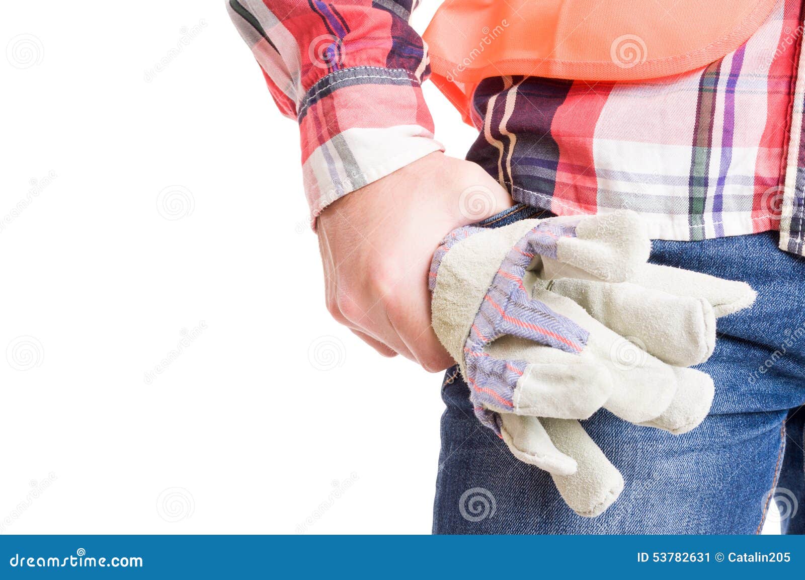 Builder Hand Holding Construction Gloves Stock Image - Image of ...
