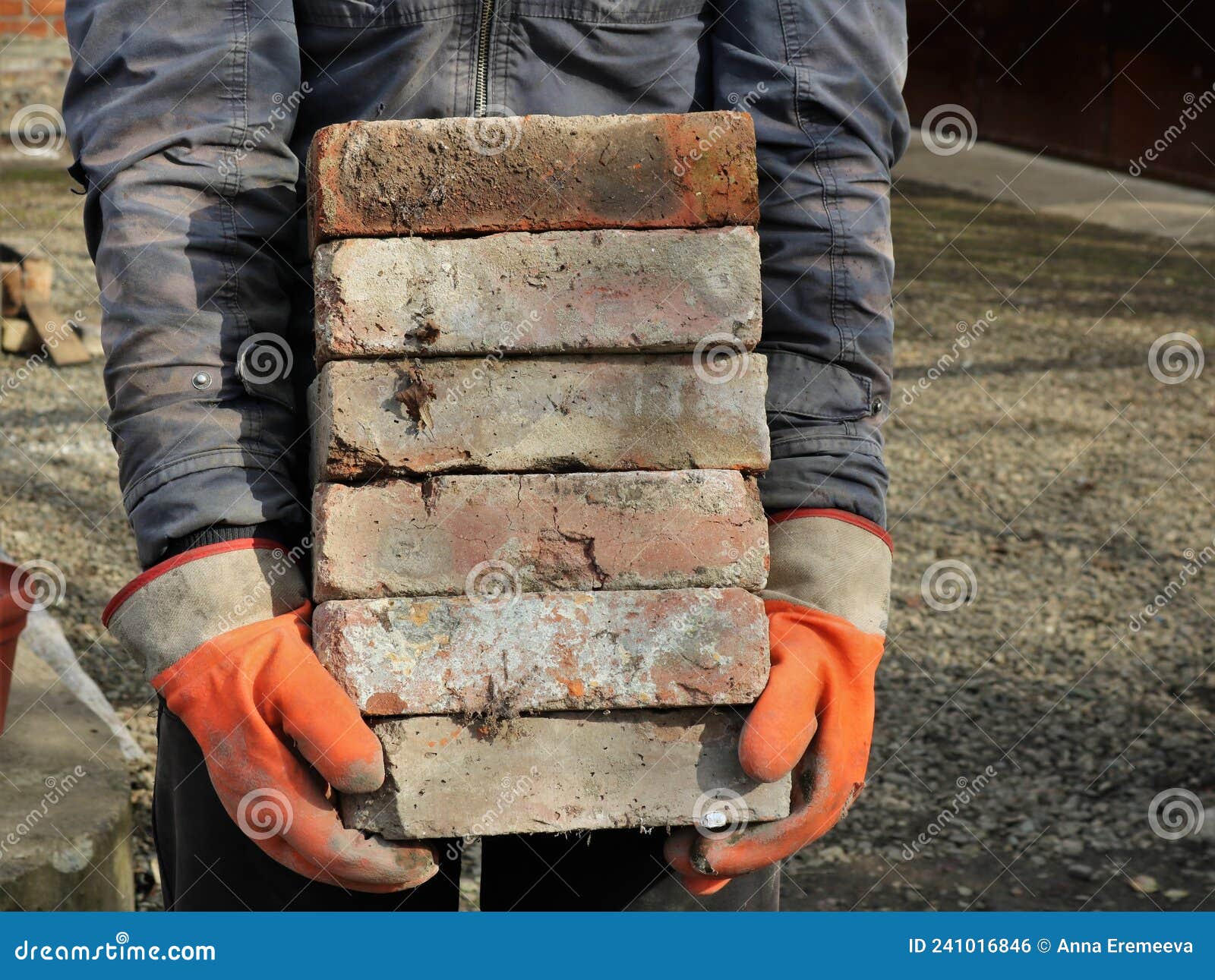 Builder Hands Holding Old Bricks Stock Photo - Image of hands, blocks ...