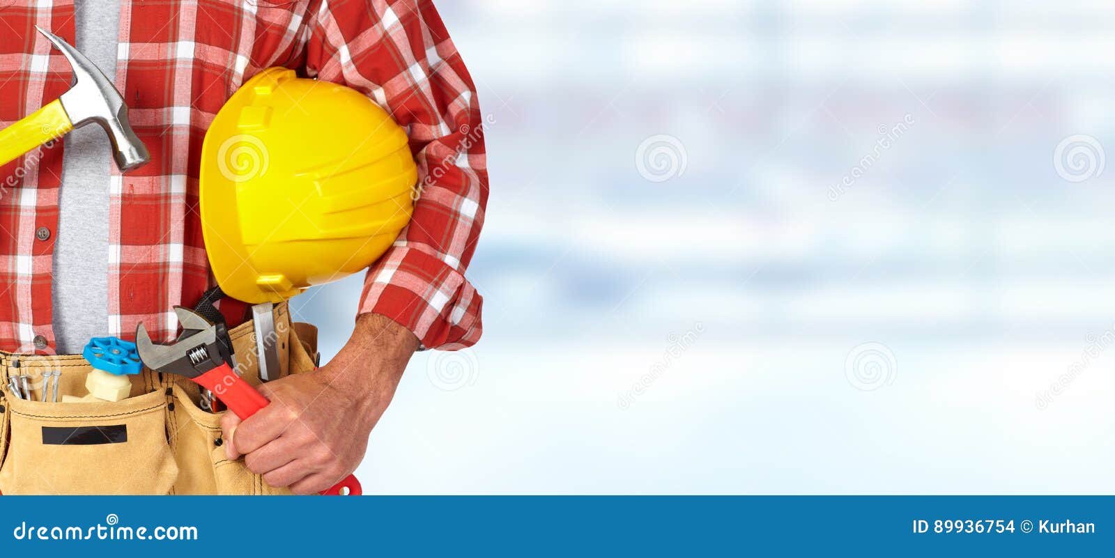 Builder Handyman with Construction Tools. Stock Photo - Image of ...