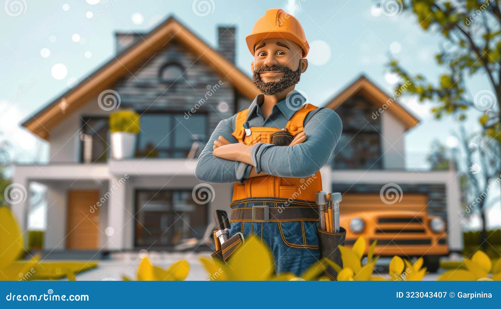 Construction Workers Building a House Concept Stock Illustration ...