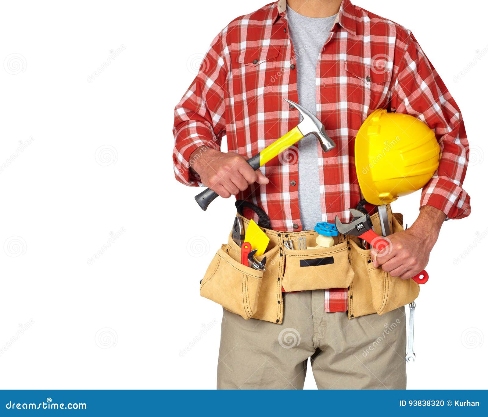 Builder Handyman with Construction Tools. Stock Photo - Image of ...