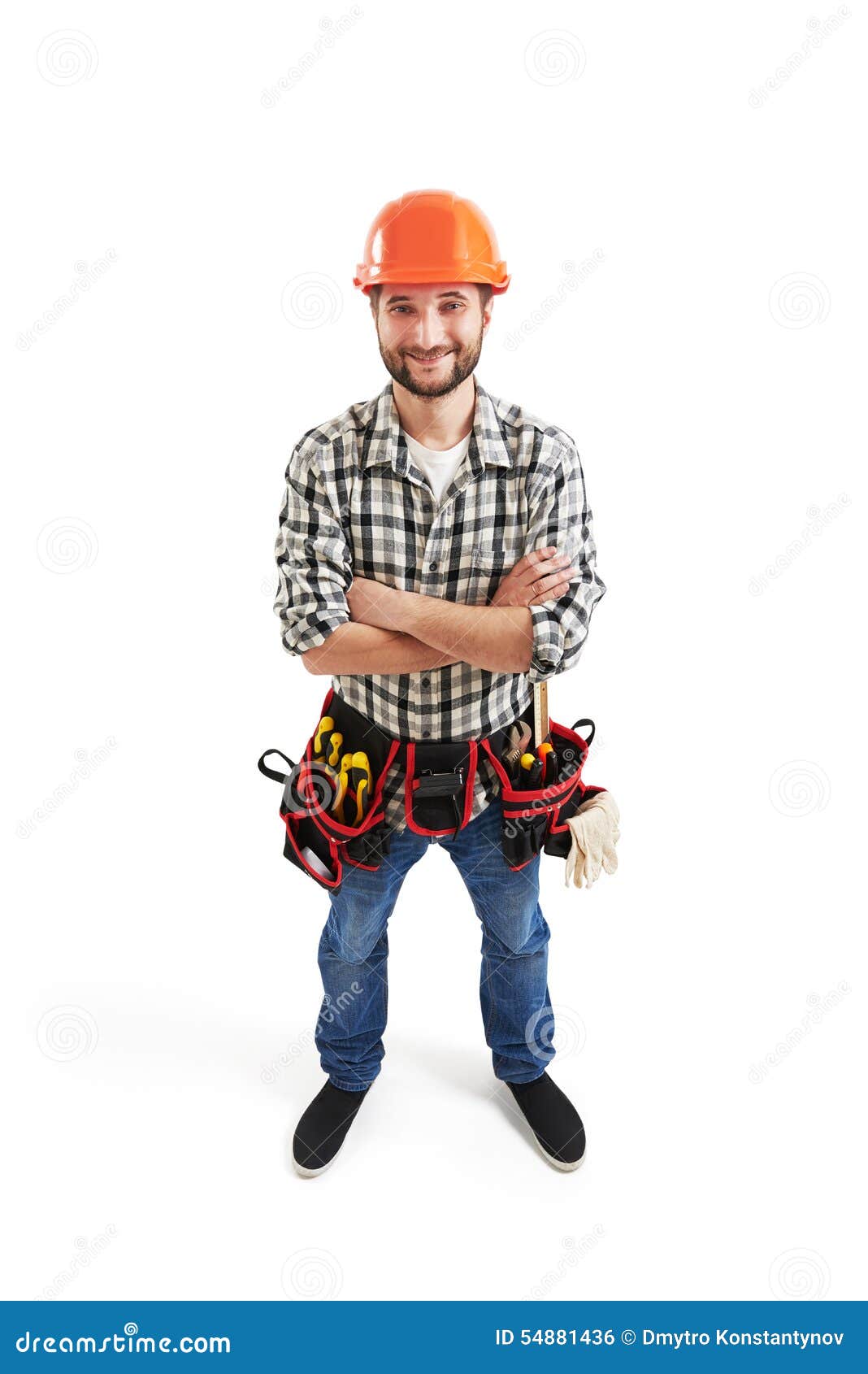 Builder in hard hat stock photo. Image of looking, cheerful - 54881436