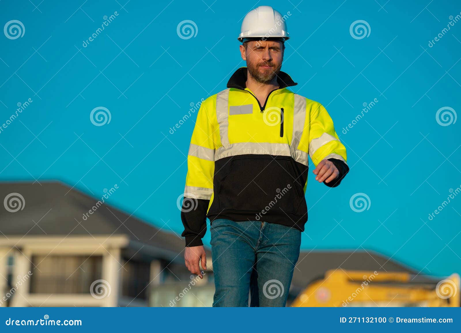 Builder in Helmet on the Construction Site. Stock Photo - Image of ...