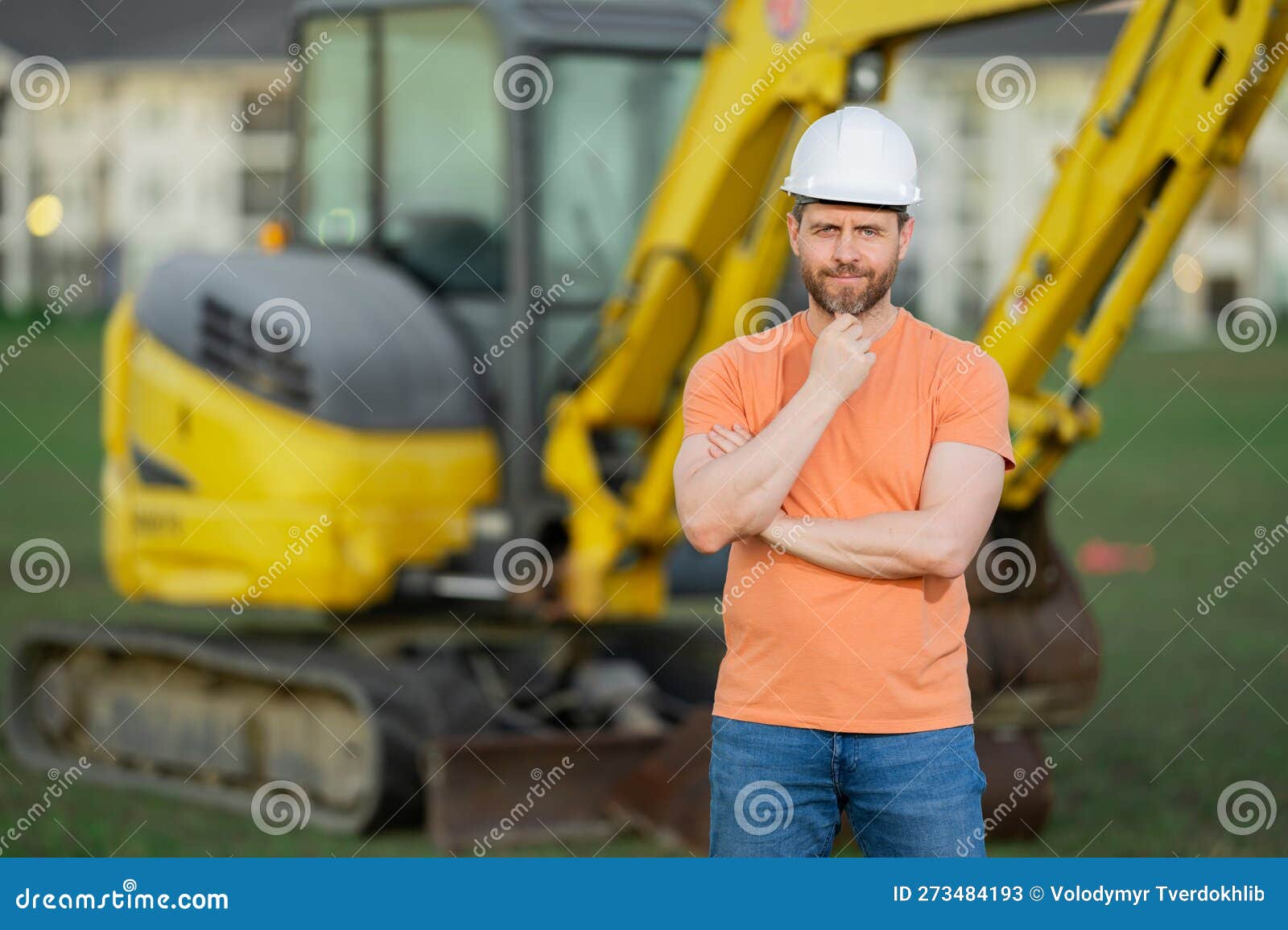 Builder in Helmet on the Construction Site. Stock Image - Image of ...