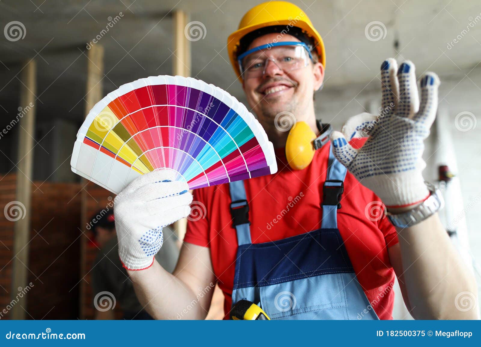 Builder Helmet Shows Color Samples To Choose from Stock Image - Image ...
