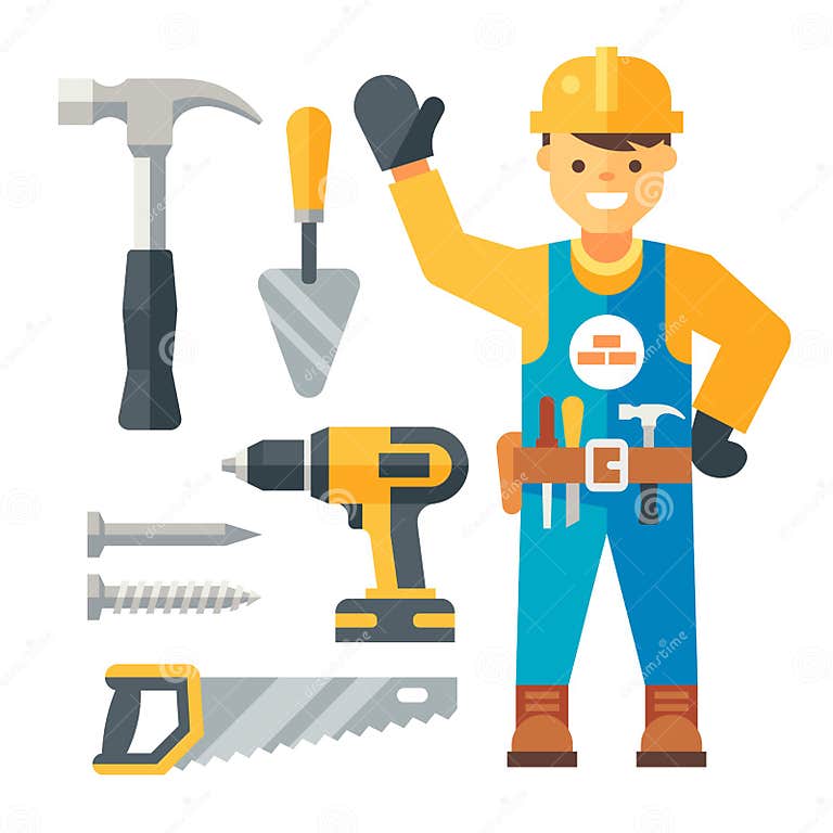 Builder and His Classical Instruments Stock Vector - Illustration of ...