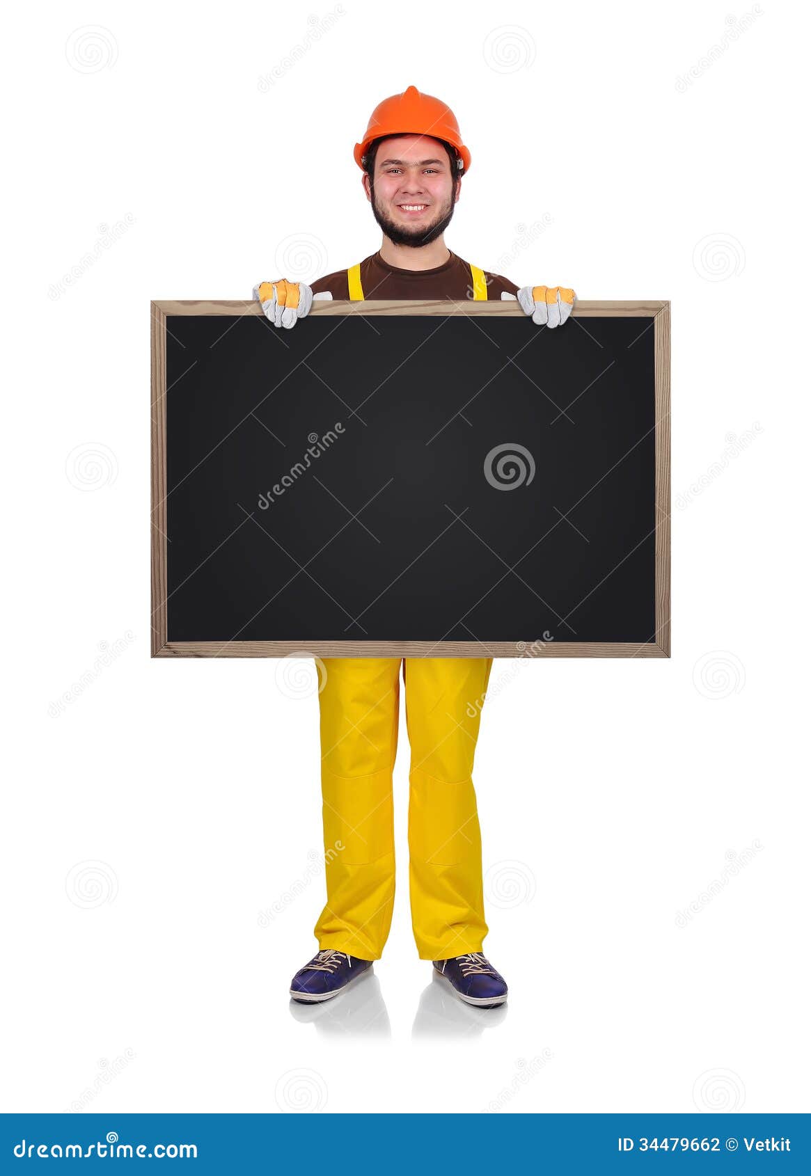 Builder holding blackboard stock photo. Image of desk - 34479662