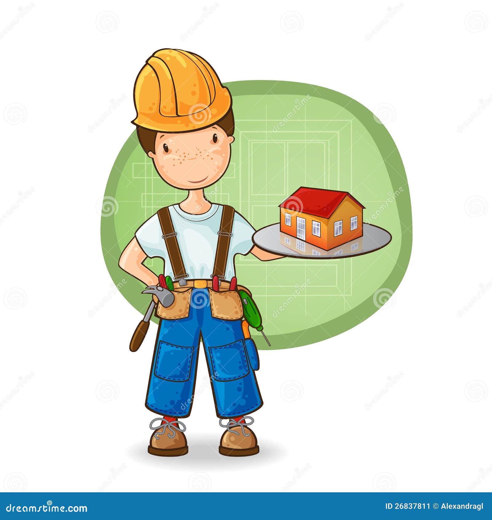 The Builder Holding Small House Stock Vector - Illustration of ...