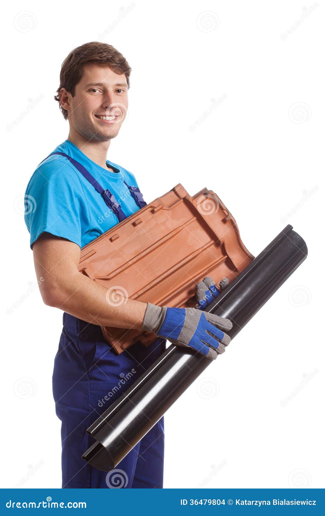 Builder holding tiles stock photo. Image of black, smiling - 36479804
