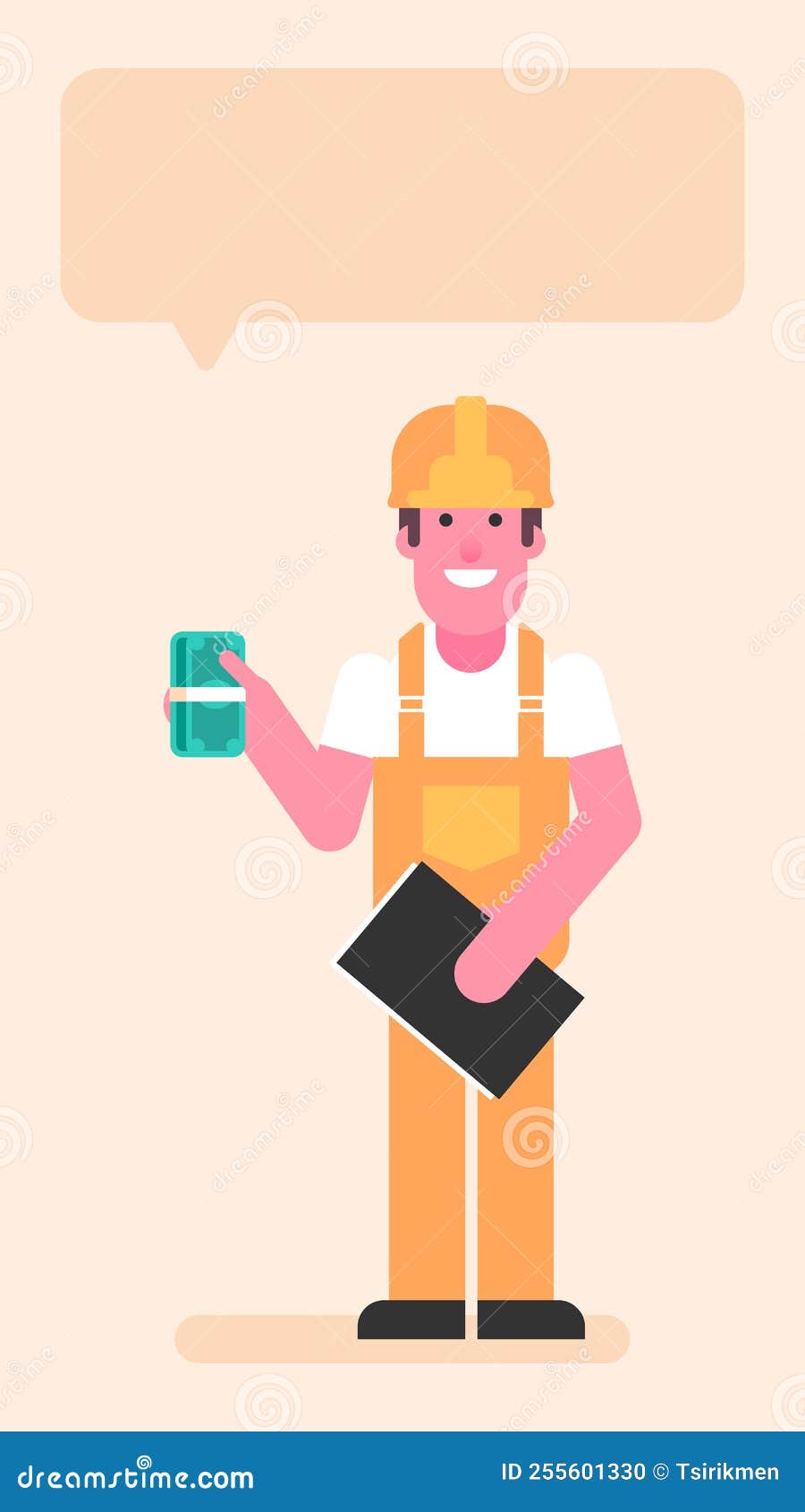 Builder Holding Wad Money and Smiles Stock Vector - Illustration of ...