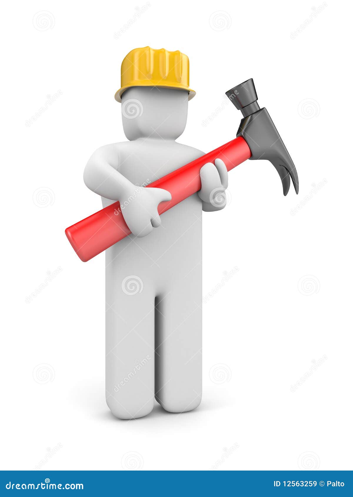 The builder holds a hammer stock illustration. Illustration of ...
