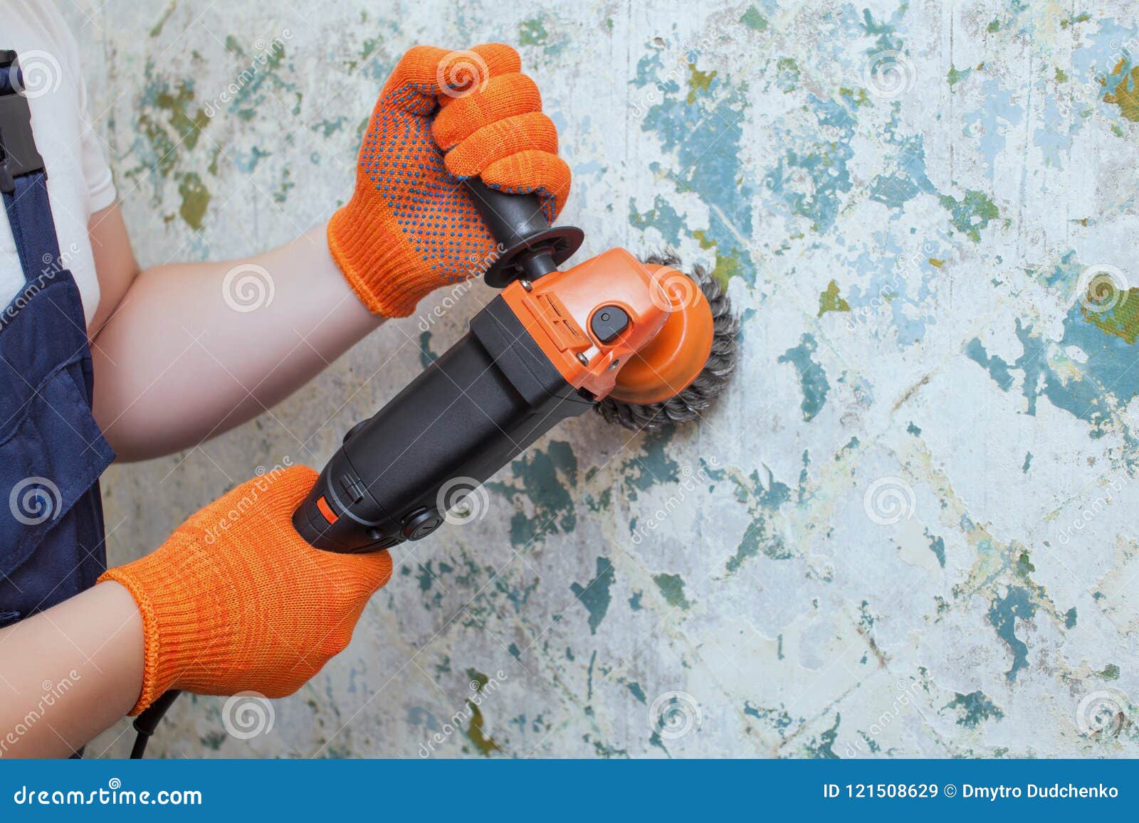 The Builder Holds In Hands Angle Grinder. Repair Work, Interior ...