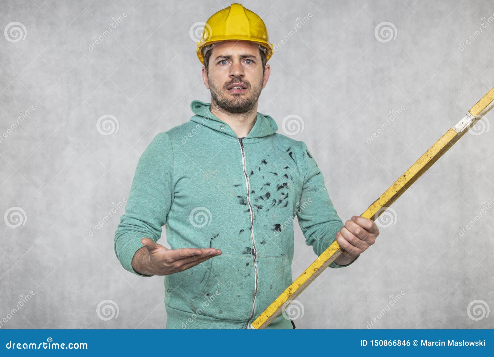 Spirit Levels For Bricklaying. Bricklayer Girl Hand Using A Spirit ...
