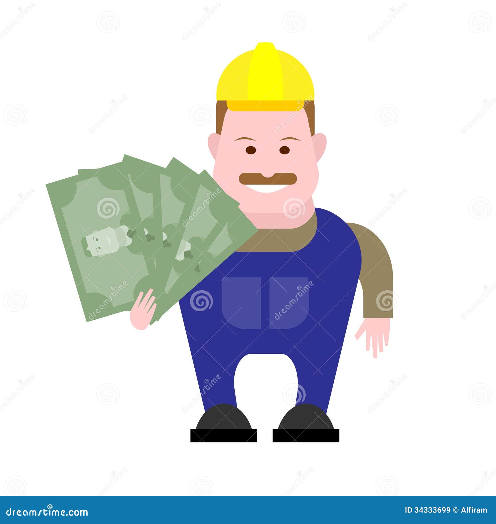 Builder holds money stock vector. Illustration of vector - 34333699