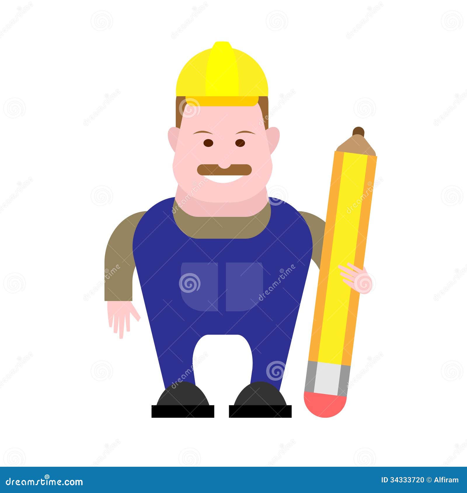 Builder holds a pencil stock vector. Illustration of builder - 34333720