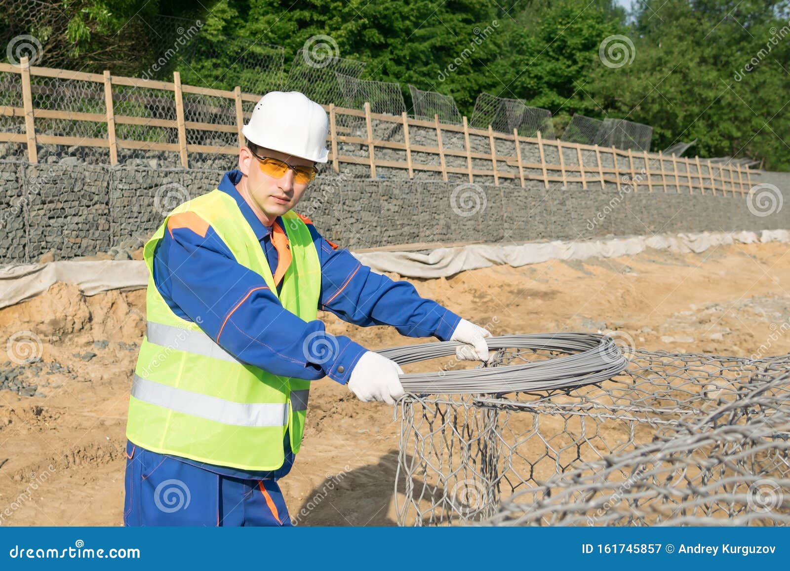 Builder Holds a Skein of Wire and Looks into the Frame Stock Image ...