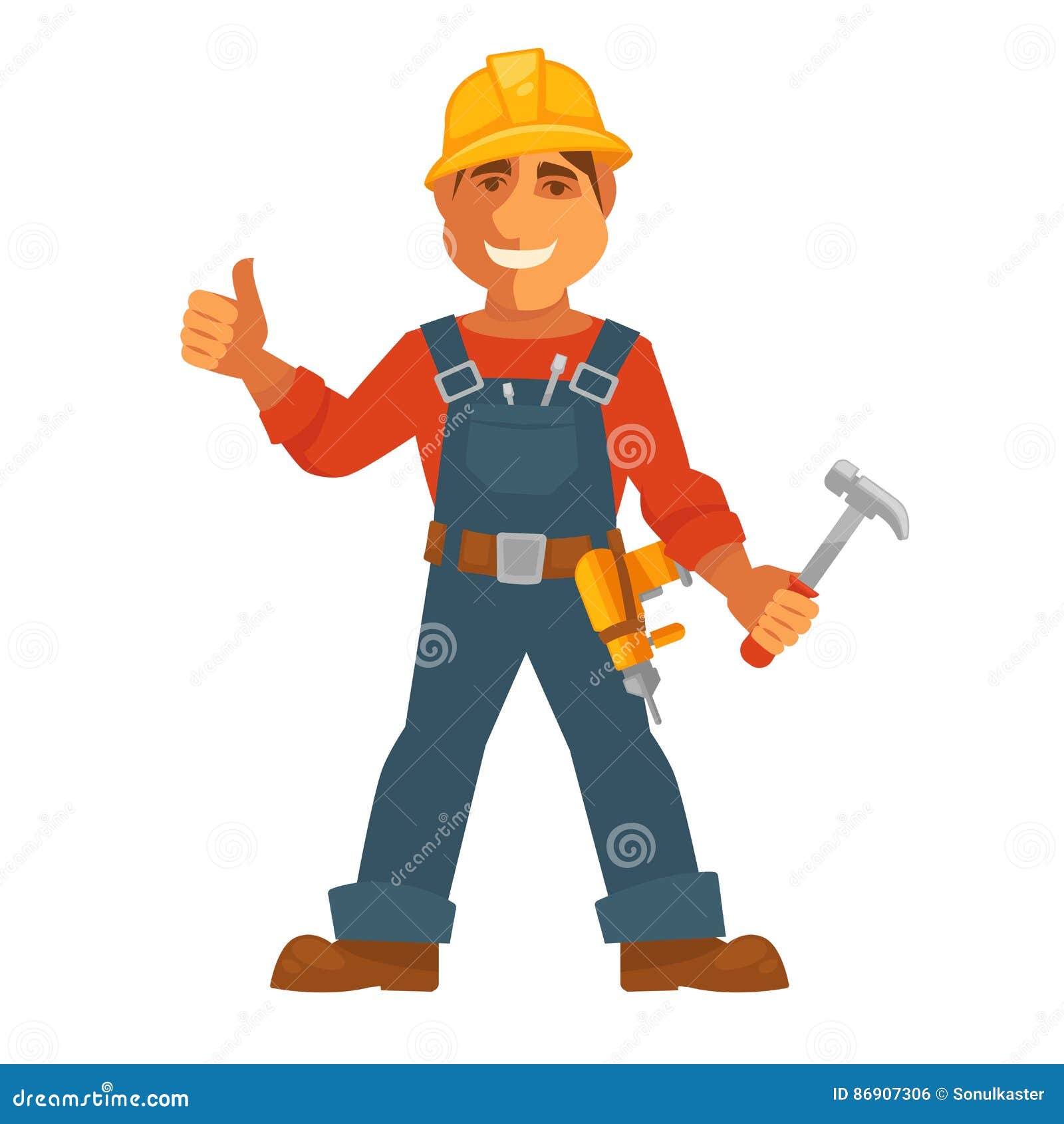 Builder or House Constructor Man Profession Vector Flat Icon Stock ...