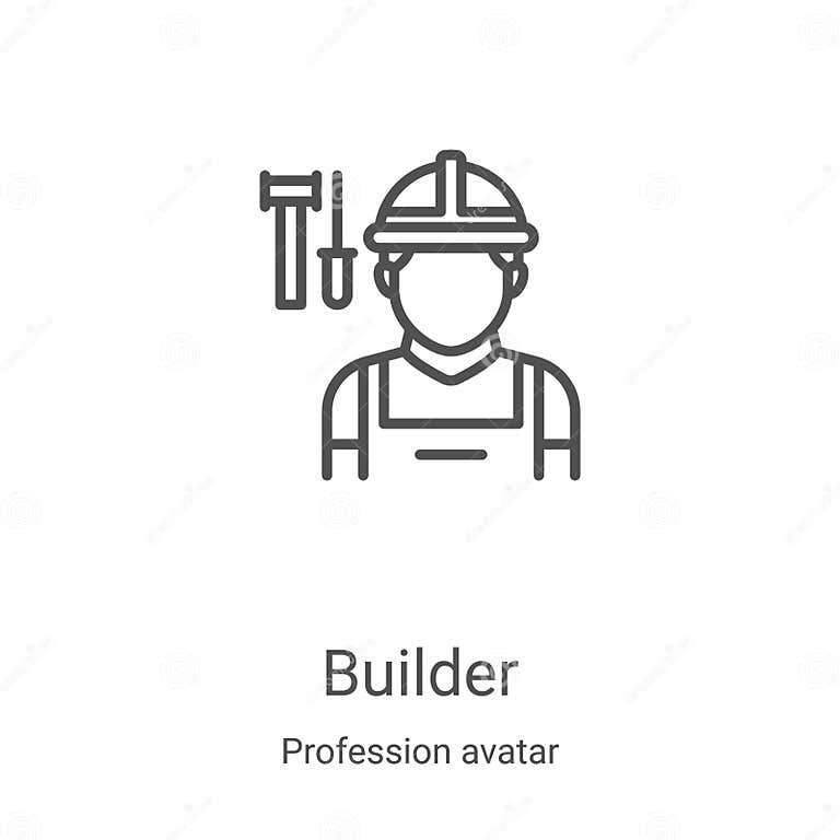 Builder Icon Vector from Profession Avatar Collection. Thin Line ...