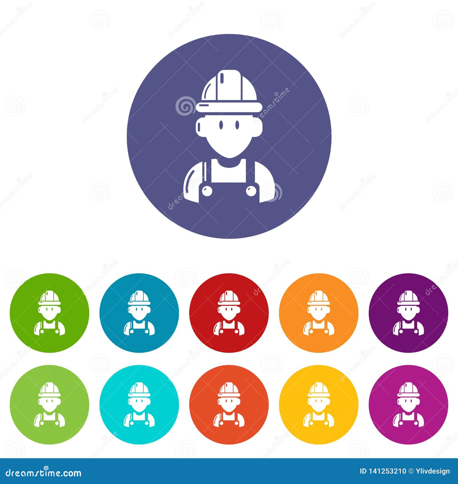 Builder Icons Set Vector Color Stock Vector - Illustration of repair ...