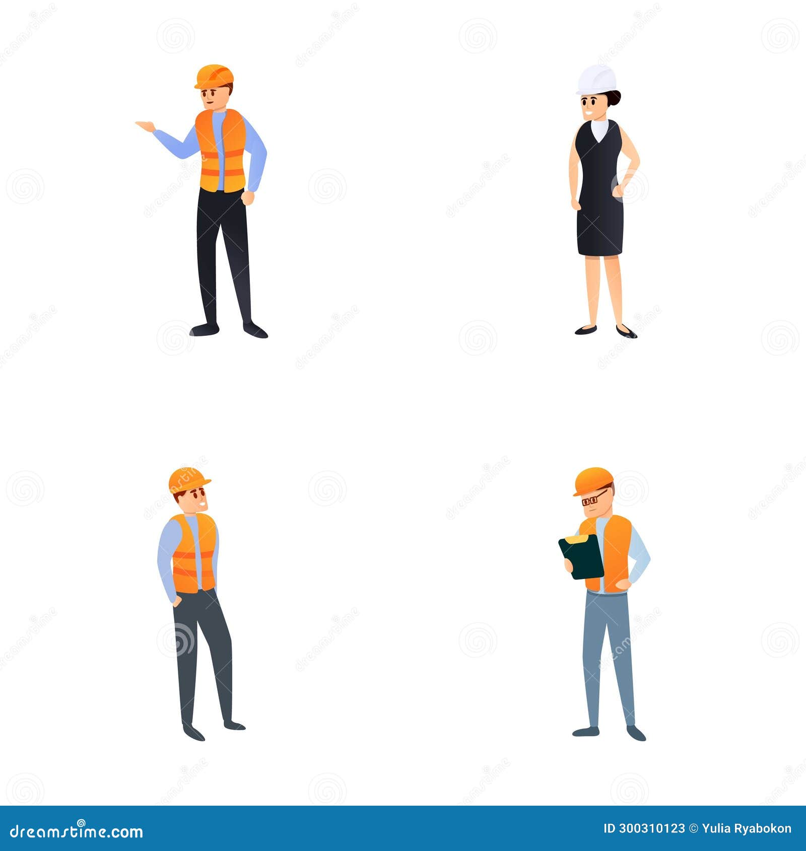 Builder Icons Set Cartoon . Construction Worker People Stock ...