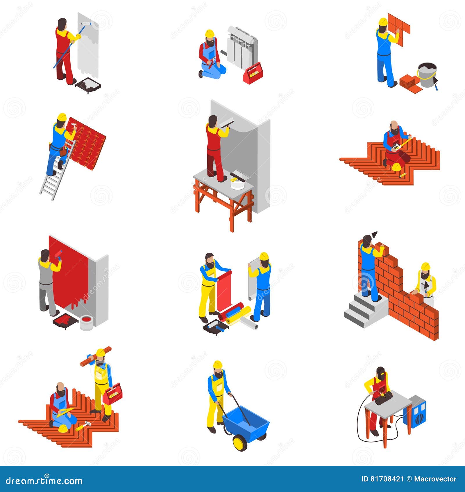 Builder Icons Set stock vector. Illustration of hammer - 81708421