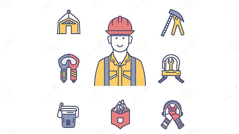 Builder Icons with Tools, Construction Engineer Icons with Tools on ...