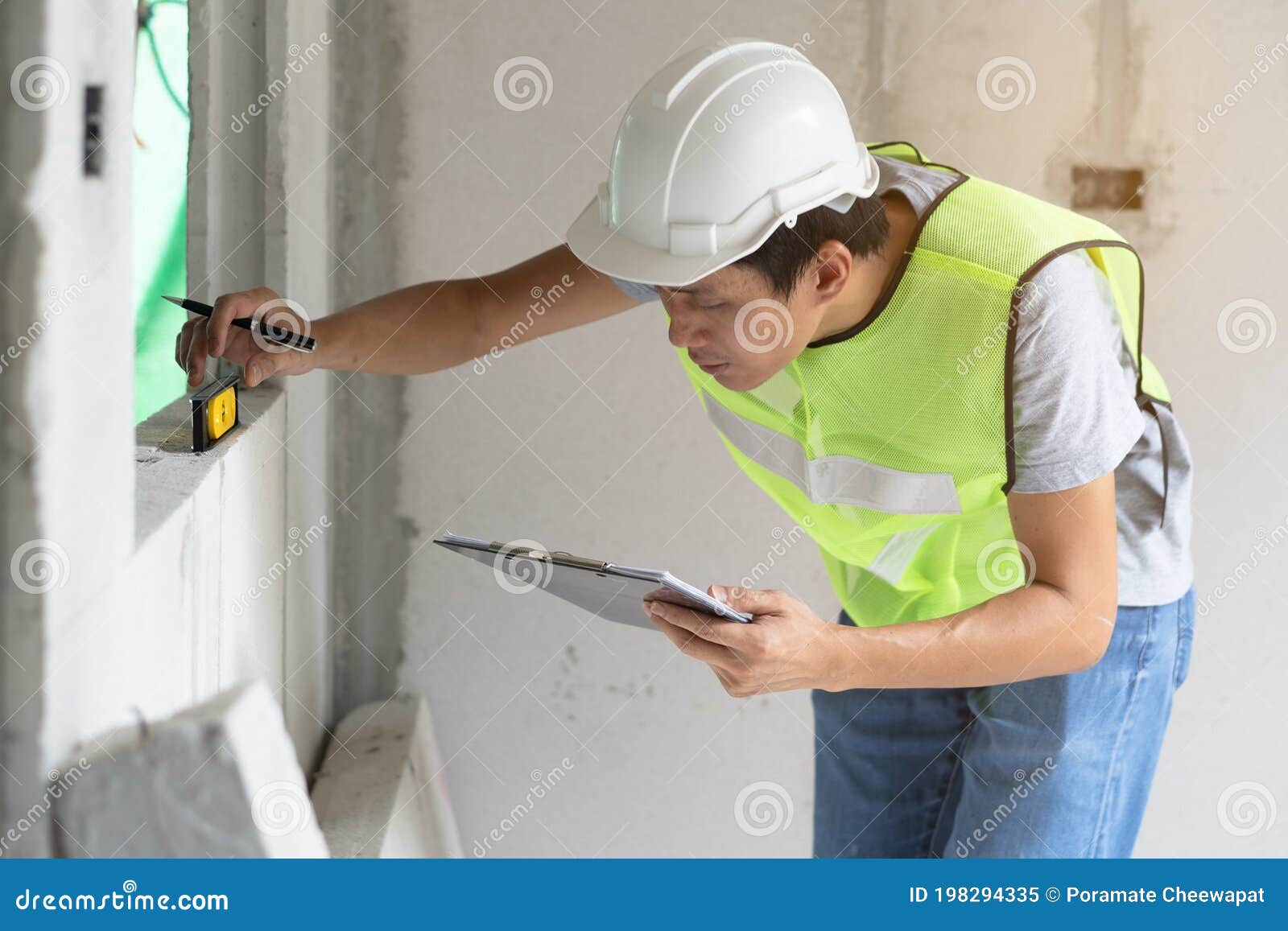 Builder Inspection Consultancy. Inspector Checking Material and ...