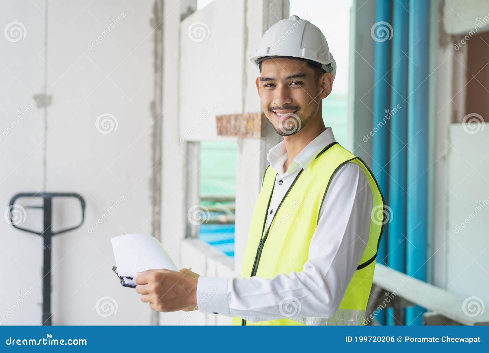 Inspector Checking Material and Structure in Construction Stock Photo ...