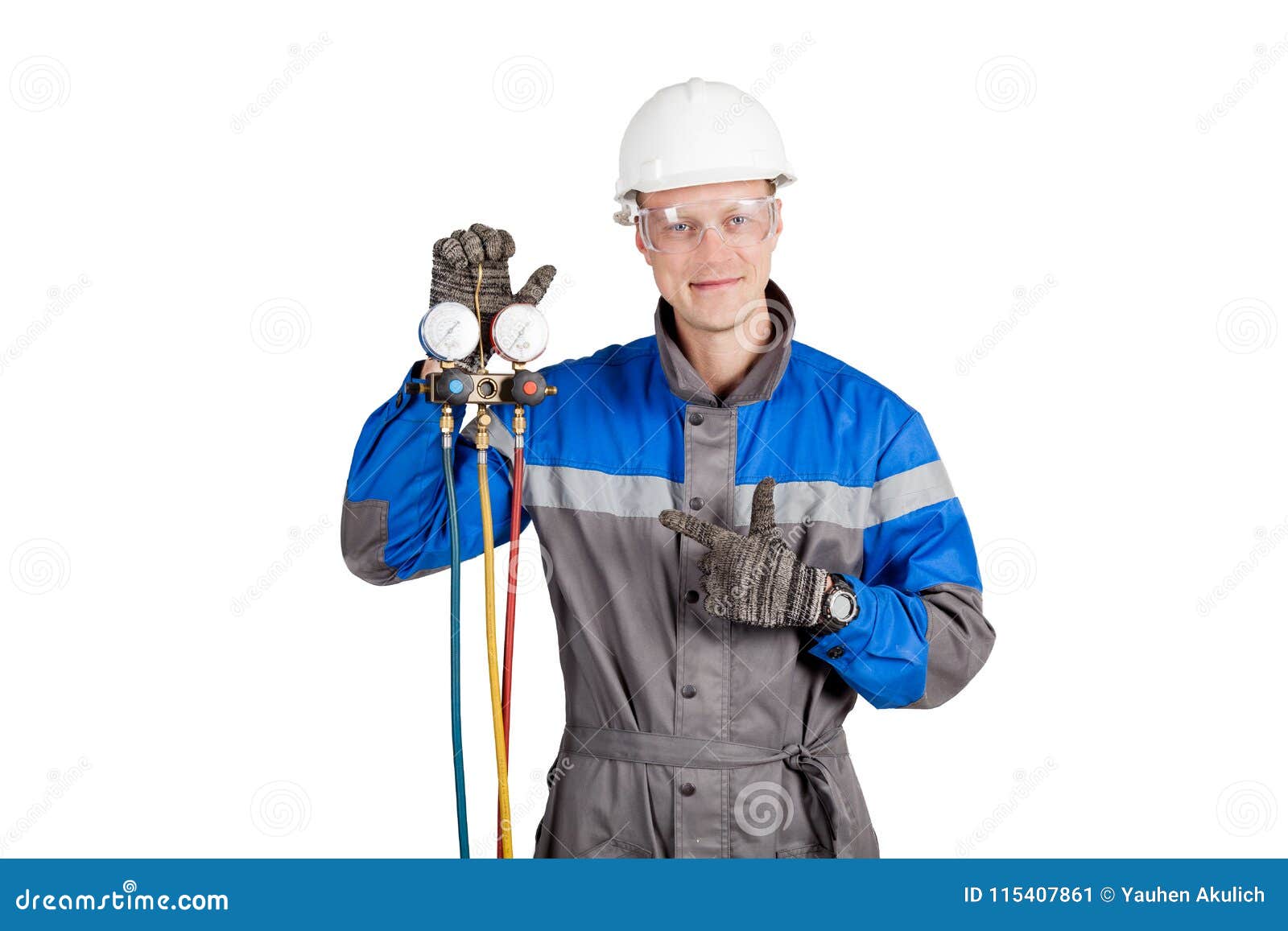Builder, Installer of Ventilation with Tools in Hands Stock Image ...