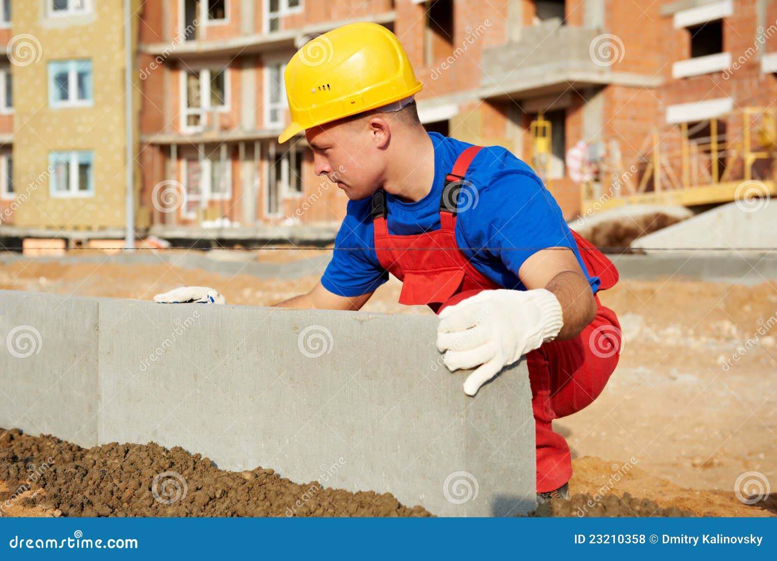 Builder Installing Road Concrete Kerb Stock Photo - Image of repair ...