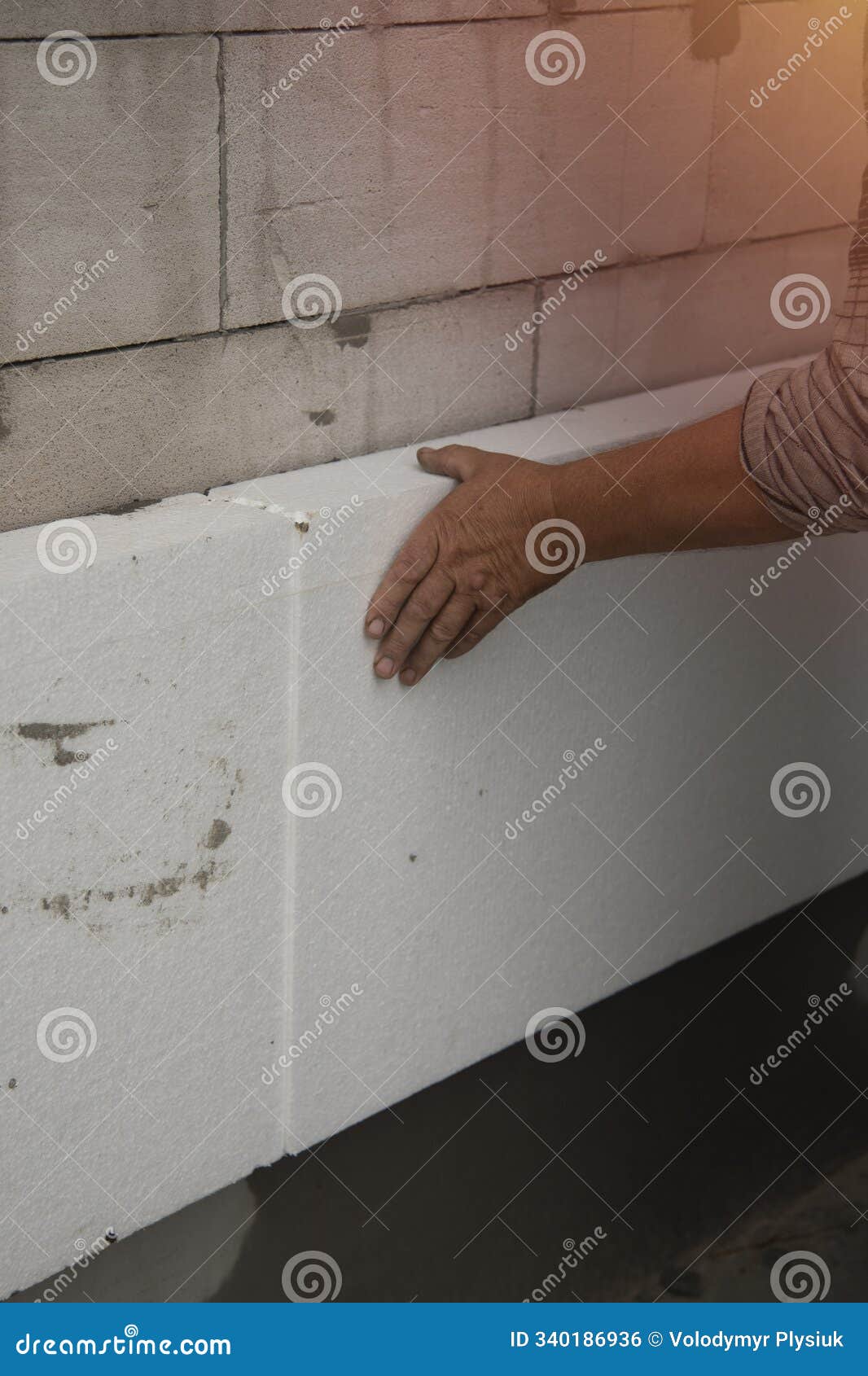 Builder Installs Polystyrene Foam Sheets Stock Photo - Image of ...