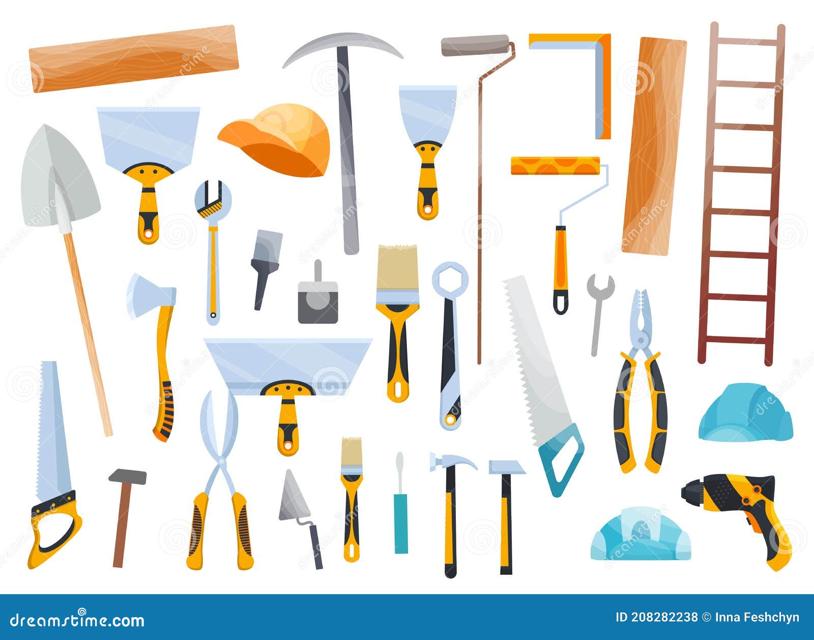 Builder Instrument. Big Flat Icon Collection of Hand and Power Electric ...