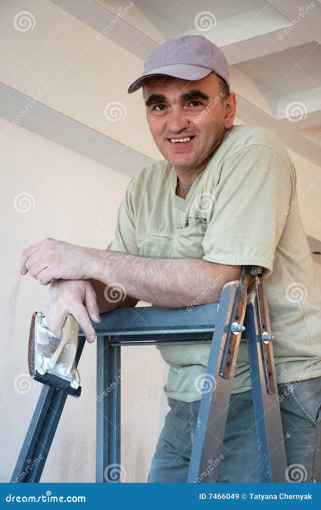 Builder on ladder stock image. Image of activity, board - 7466049