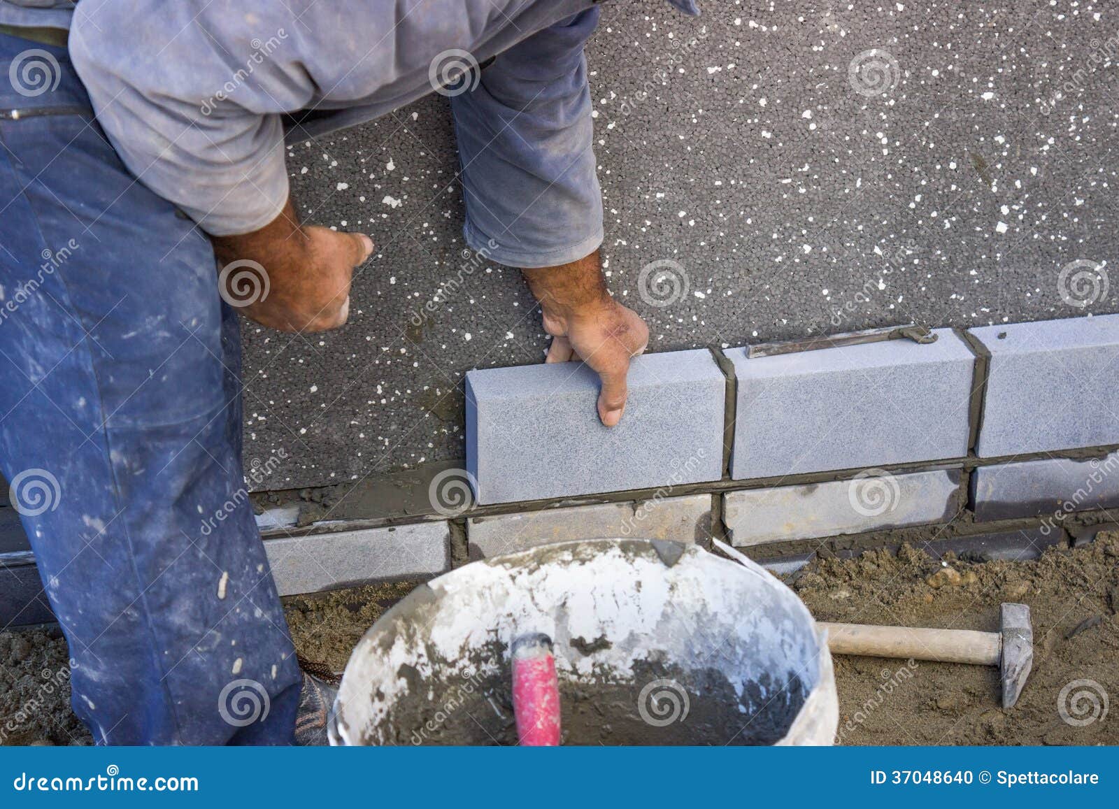 Builder Laying Bricks, Constructing a Wall Stock Photo - Image of ...