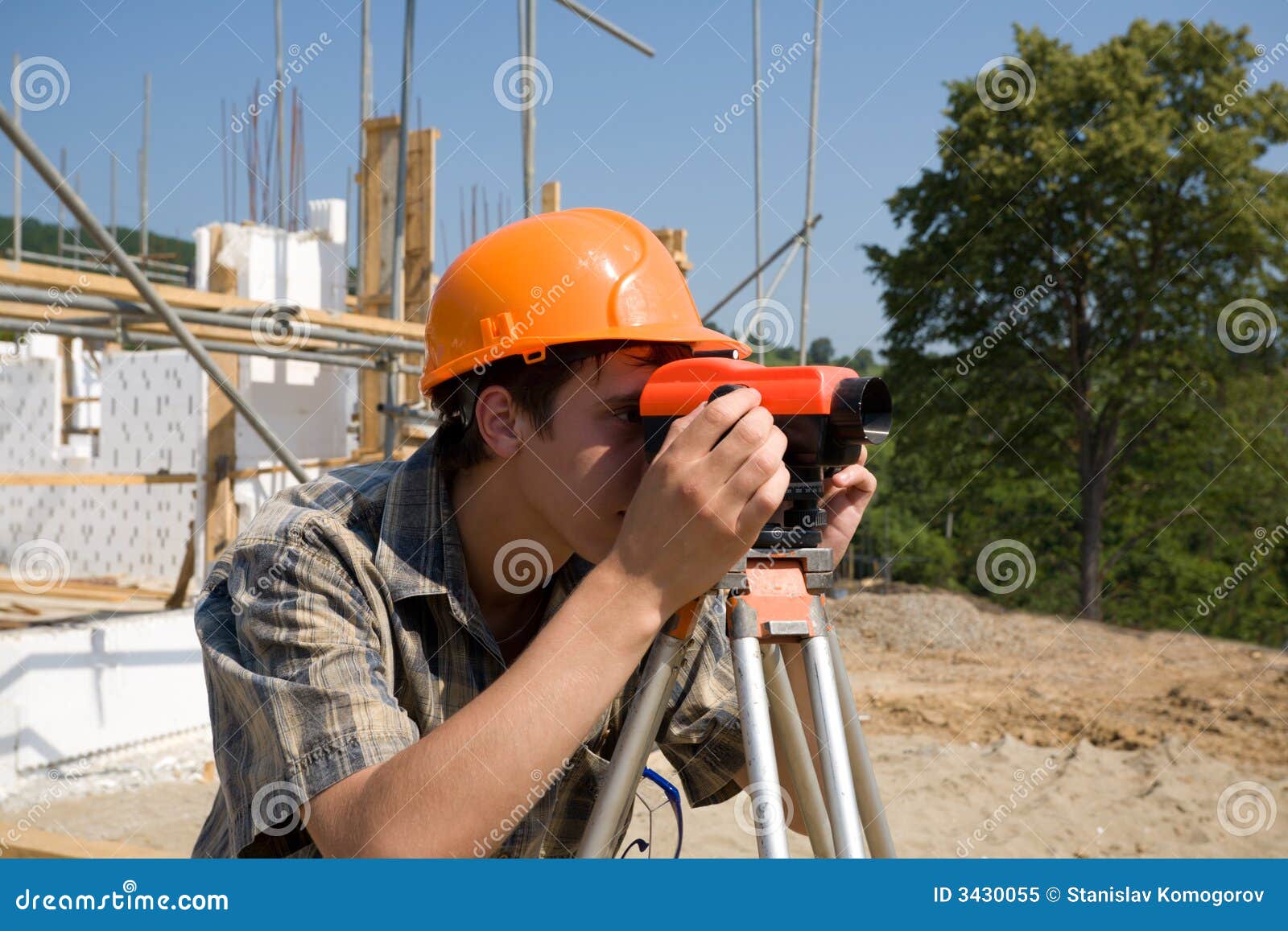 Builder & level stock image. Image of brick, builder - 3430055
