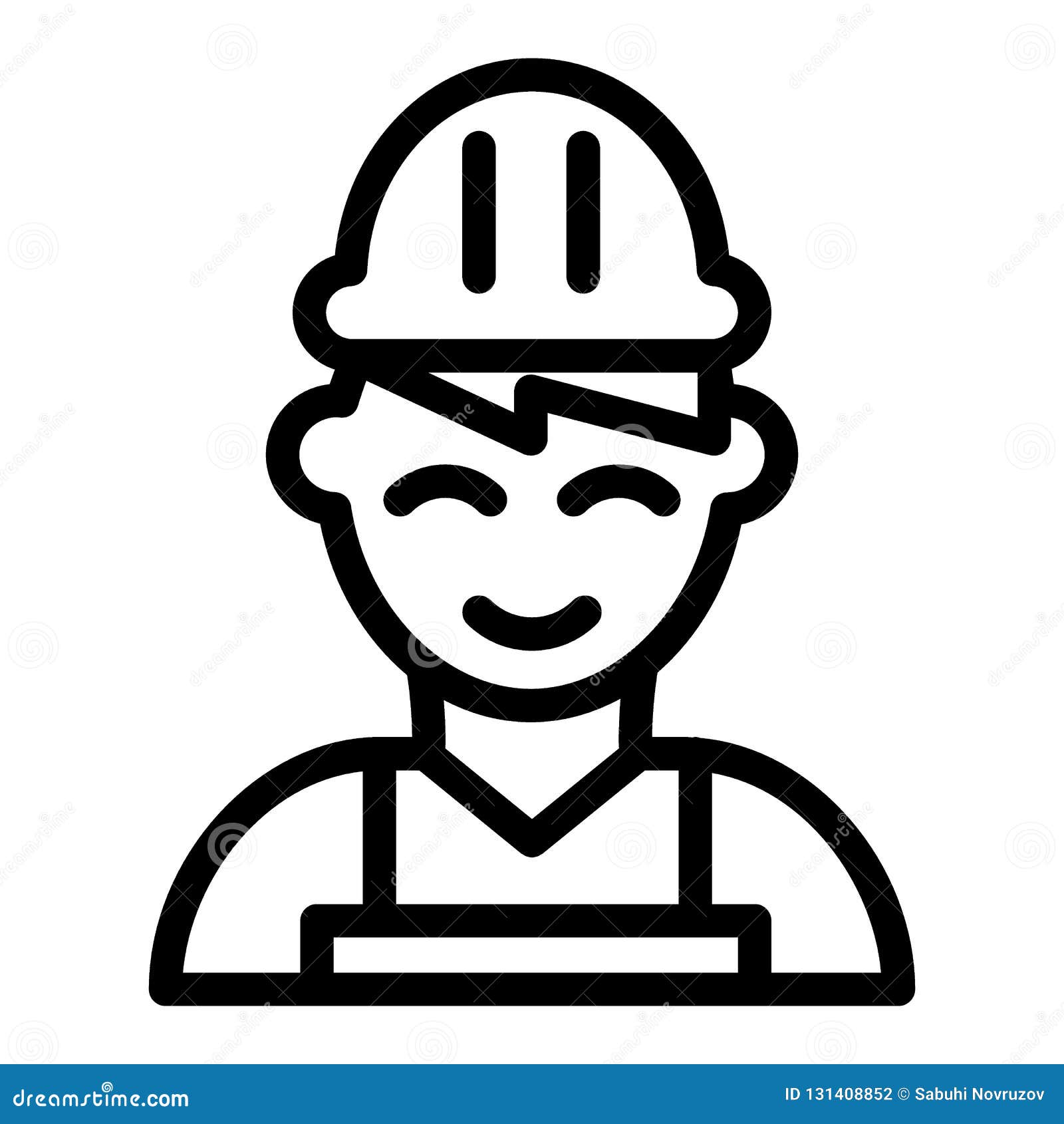 Builder Line Icon. Engineer Vector Illustration Isolated on White Stock ...