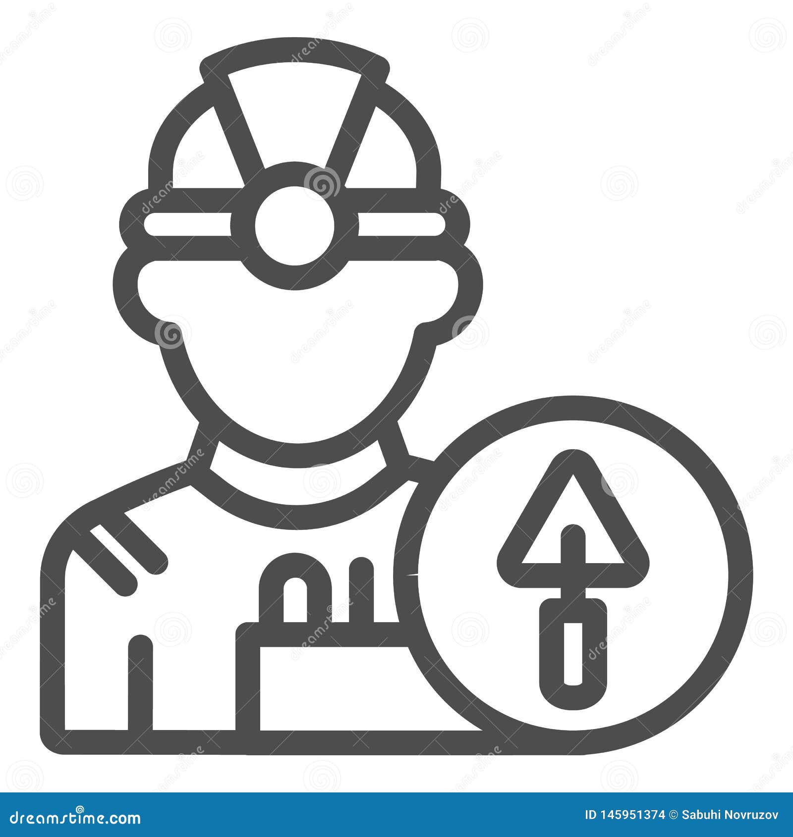 Builder Line Icon. Engineer Vector Illustration Isolated on White Stock ...