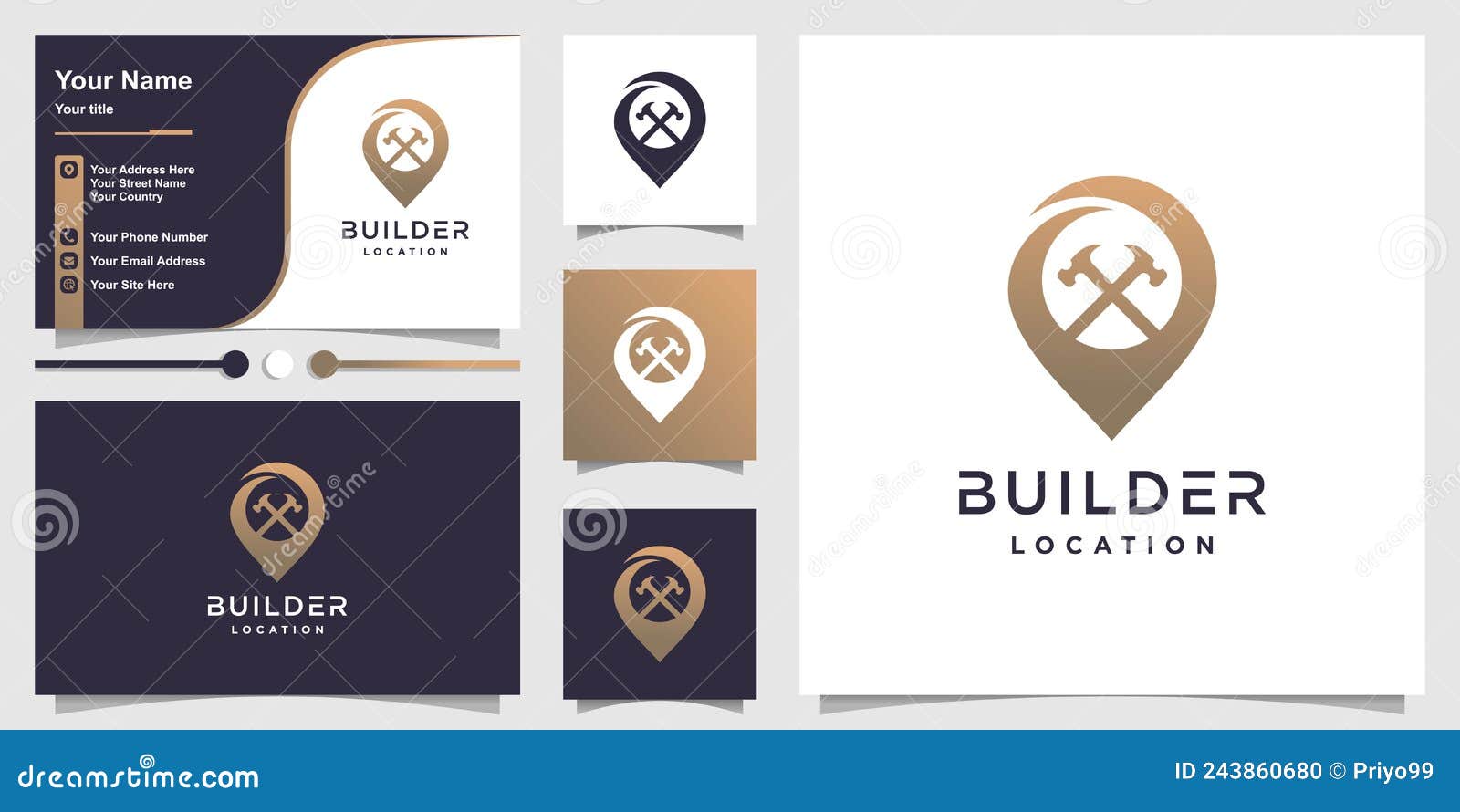 Builder Logo with Creative Modern Pin Concept Premium Vector Stock ...