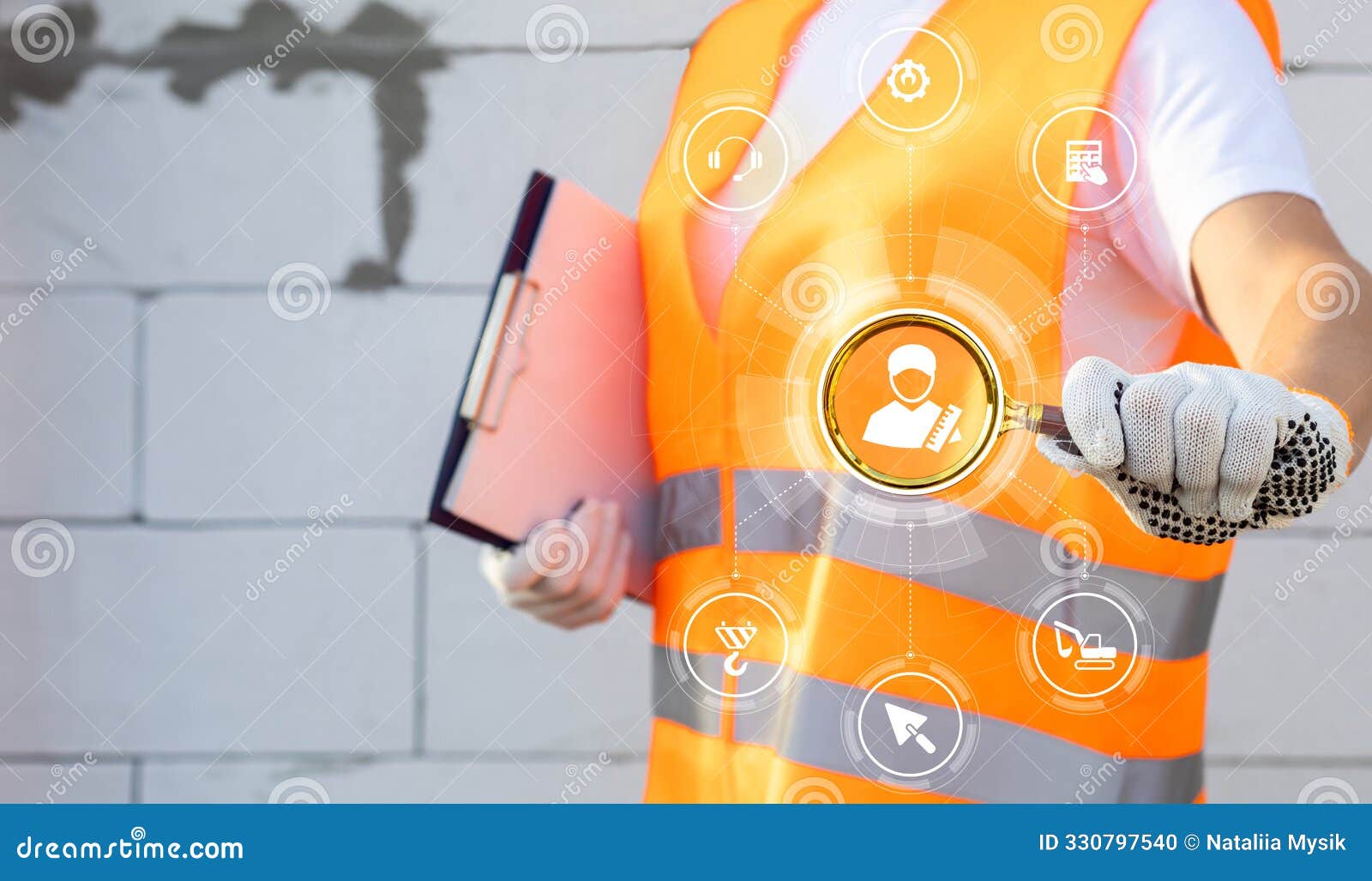 A Builder Looks at Digital Tools in Construction Stock Photo - Image of ...