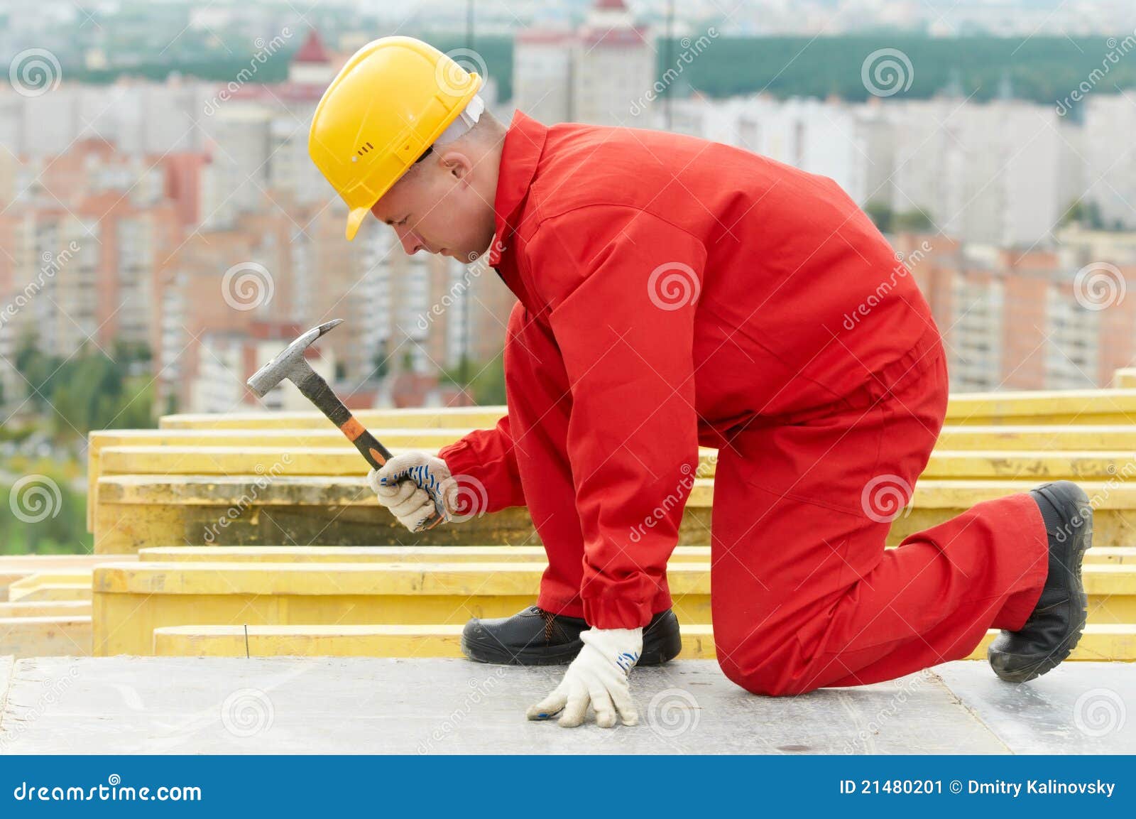 Builder Making Construction Works Stock Image - Image of joiner ...