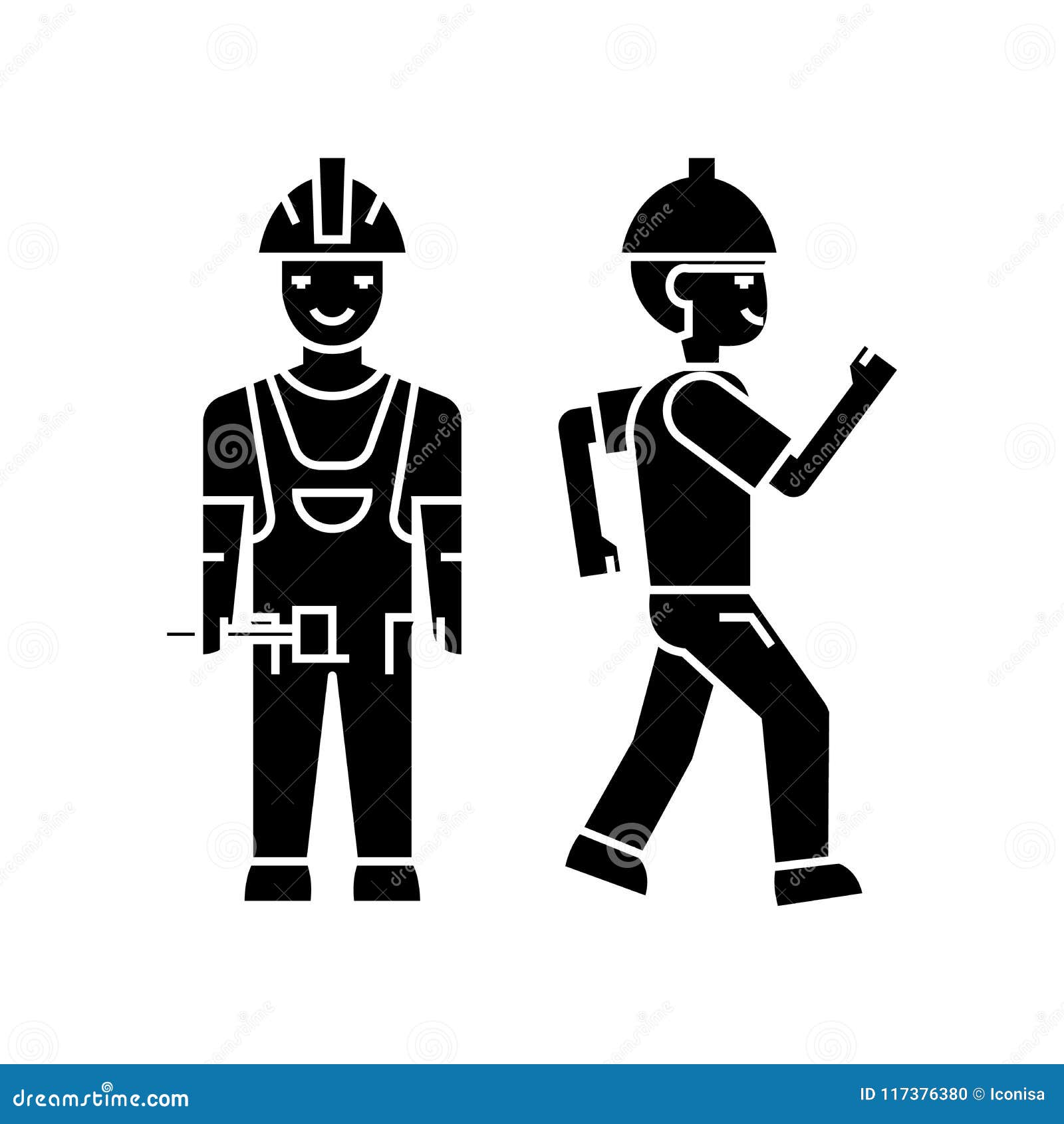 Builder Man Black Icon Concept. Builder Man Vector Sign, Symbol ...