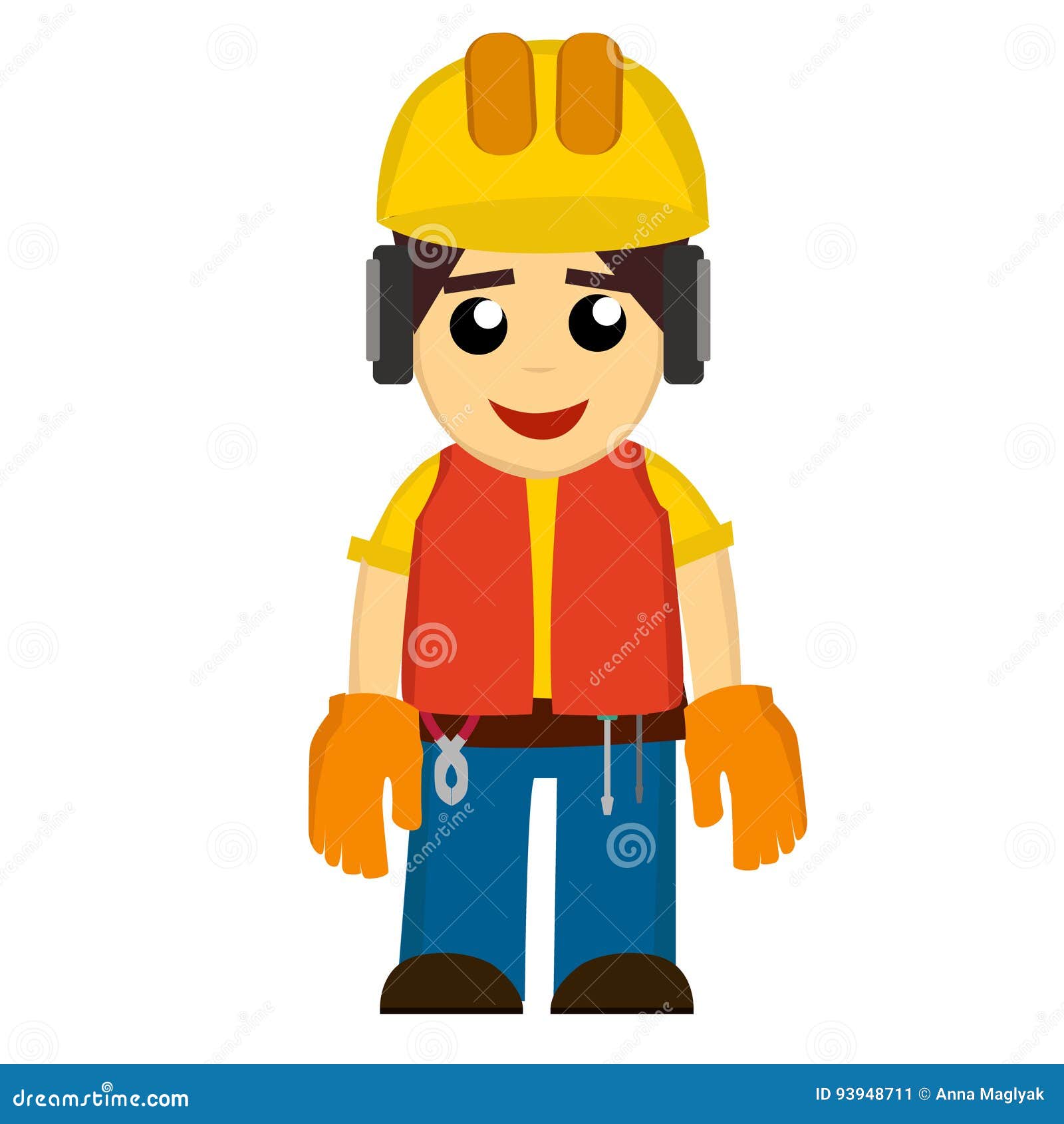 Builder man stock illustration. Illustration of cheerful - 93948711