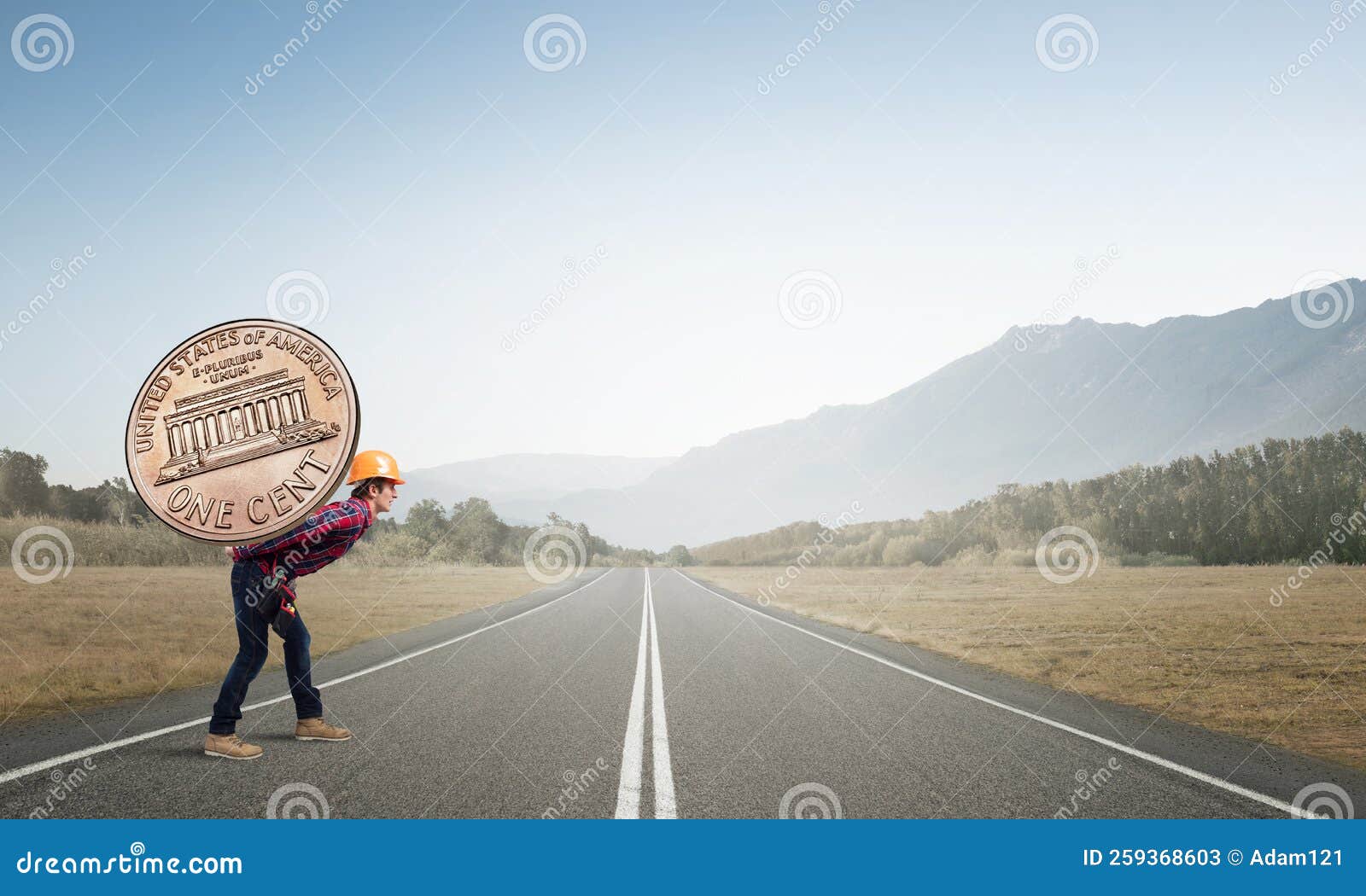 Builder man carry coin stock image. Image of currency - 259368603