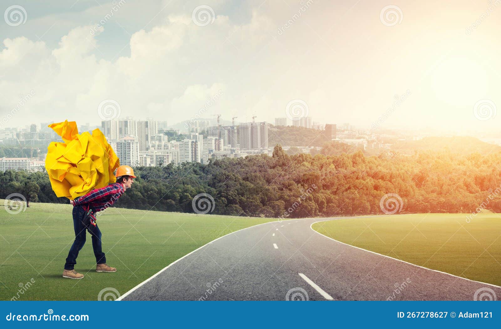 Engineer man carry load stock image. Image of builder - 267278627