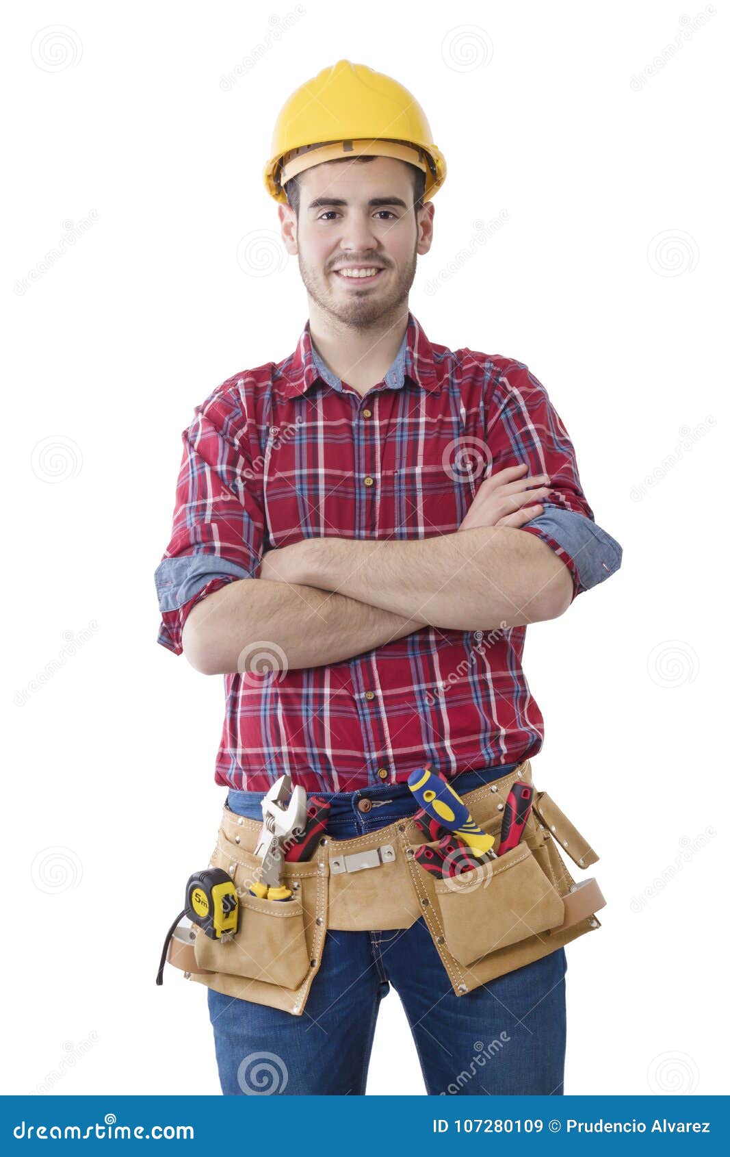 Smiling builder man stock image. Image of attitude, tools - 107280109