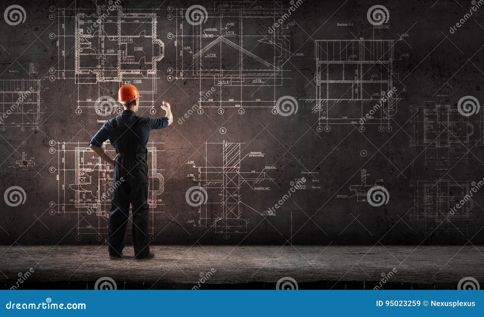 Builder man draw project stock image. Image of model - 95023259