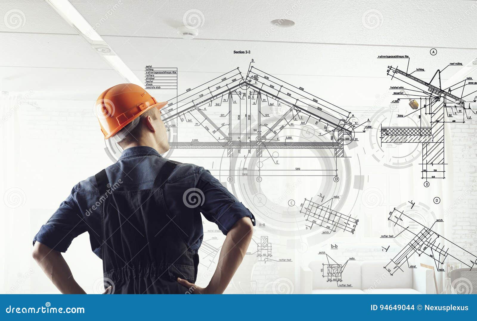 Builder Man Draw Project . Mixed Media Stock Photo - Image of control ...