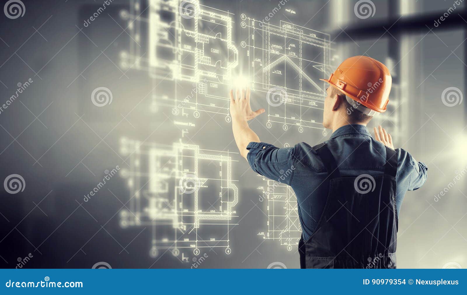 Builder Man Draw Project . Mixed Media . Mixed Media Stock Photo ...