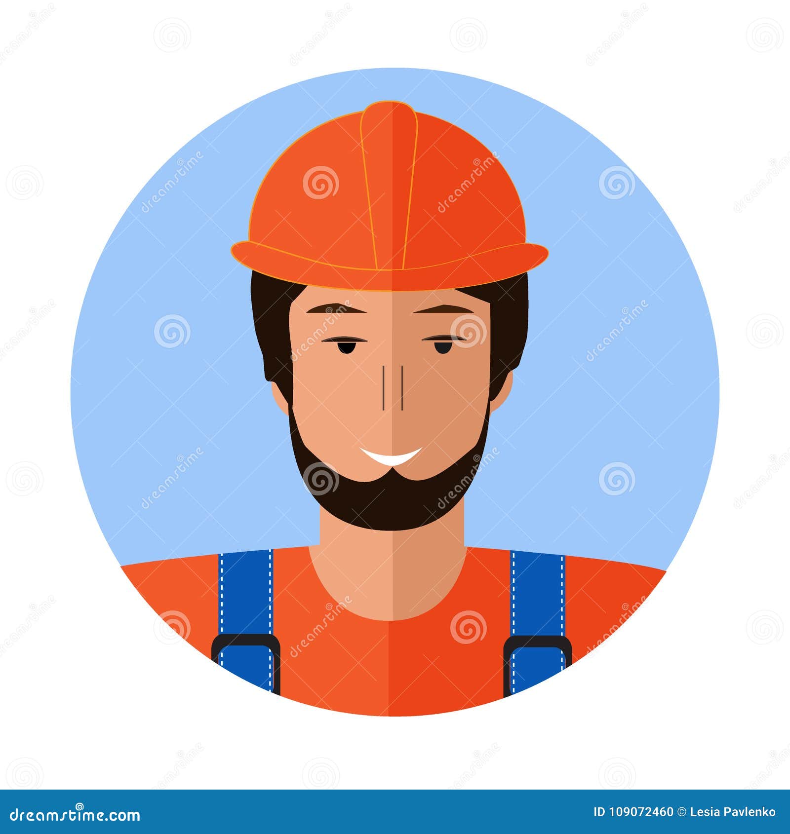 Builder Man Face Icon. Flat Illustration of Builder Man Face Icon for ...