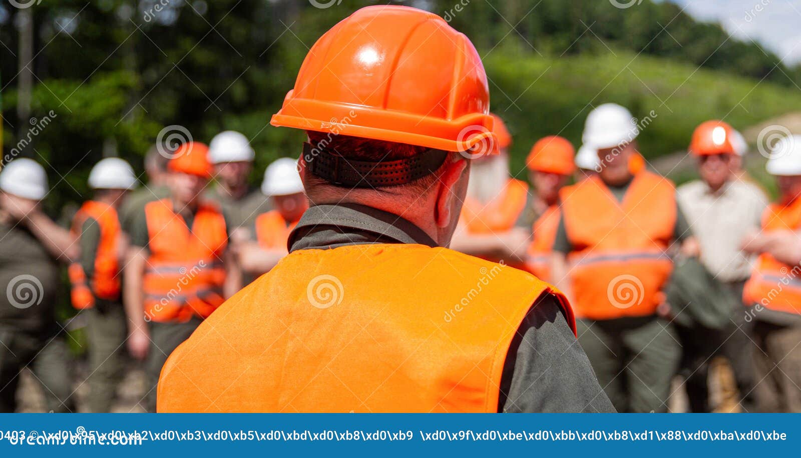 Builder Man. Helmet Builder. Many Construction Workers Helmet. Team in ...